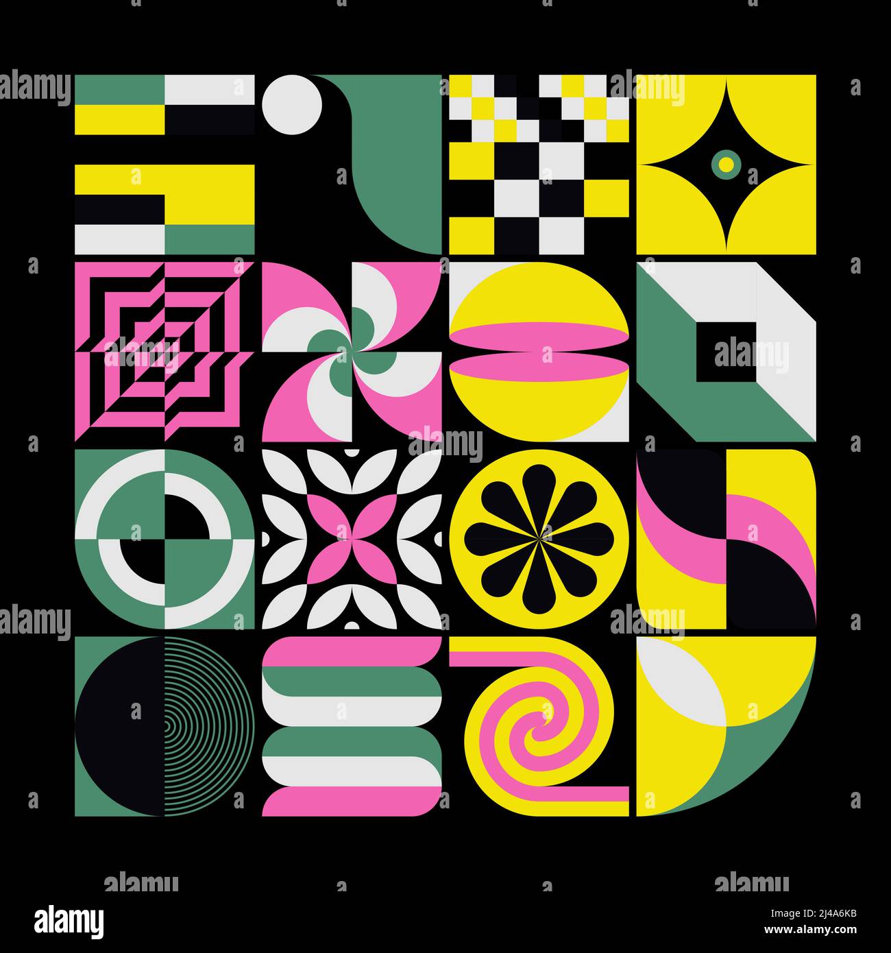 Brutalist Art inspired vector pattern artwork made with abstract ...