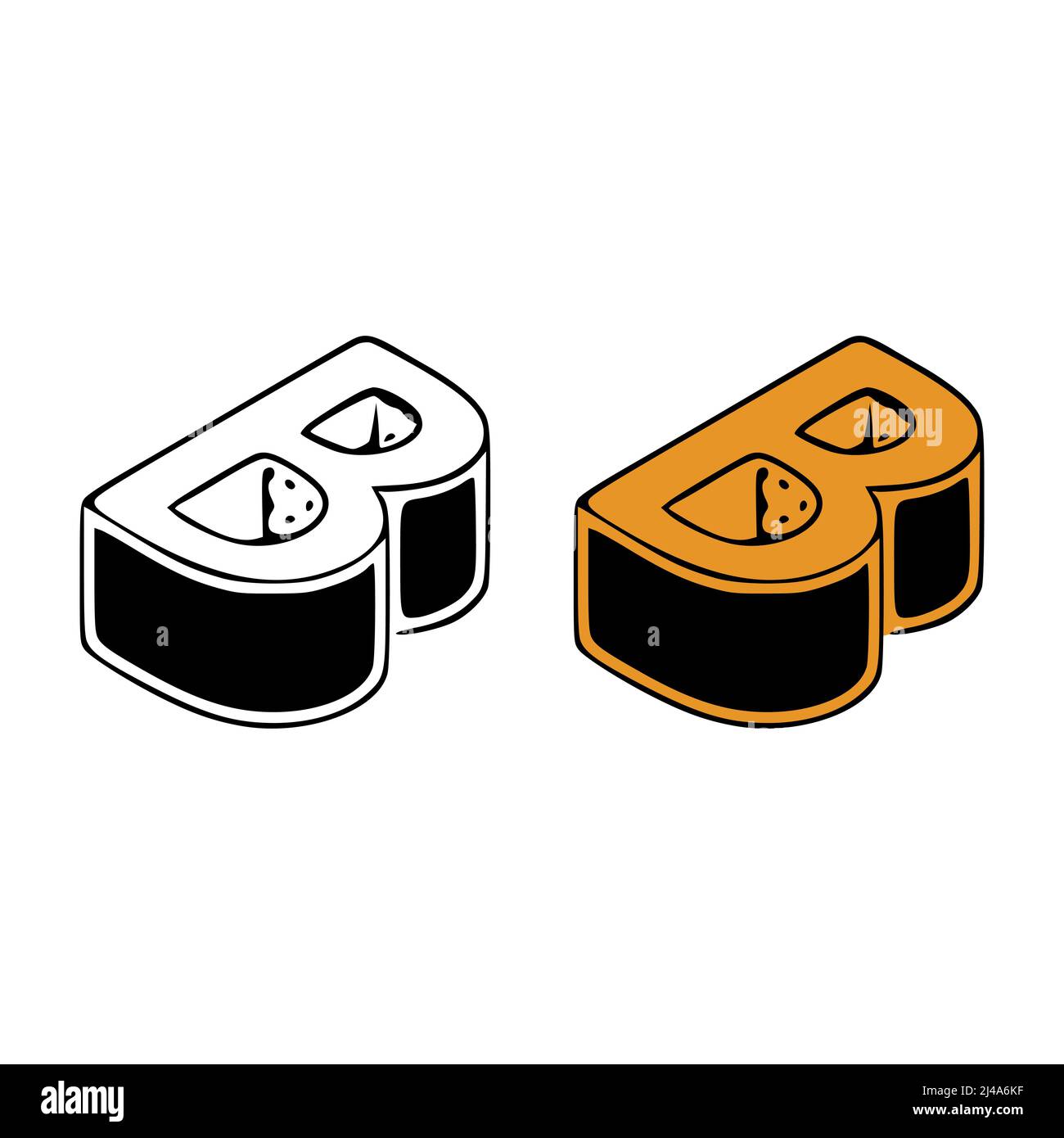 Isometric letter b doodle vector illustration on white background ...