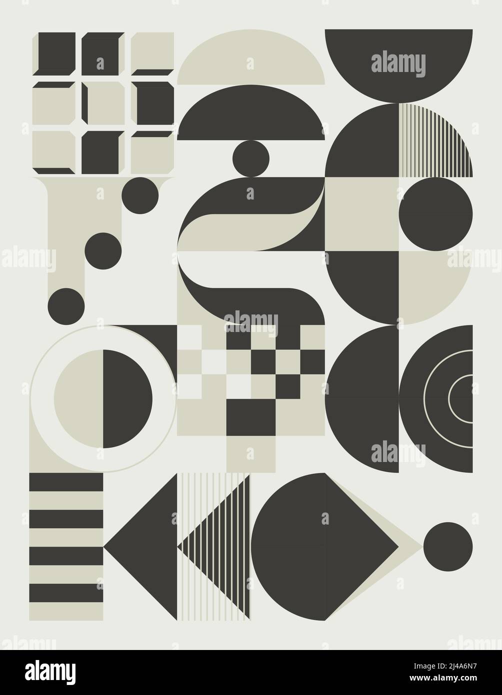 Modern abstract vector artwork made with various simple geometric forms ...