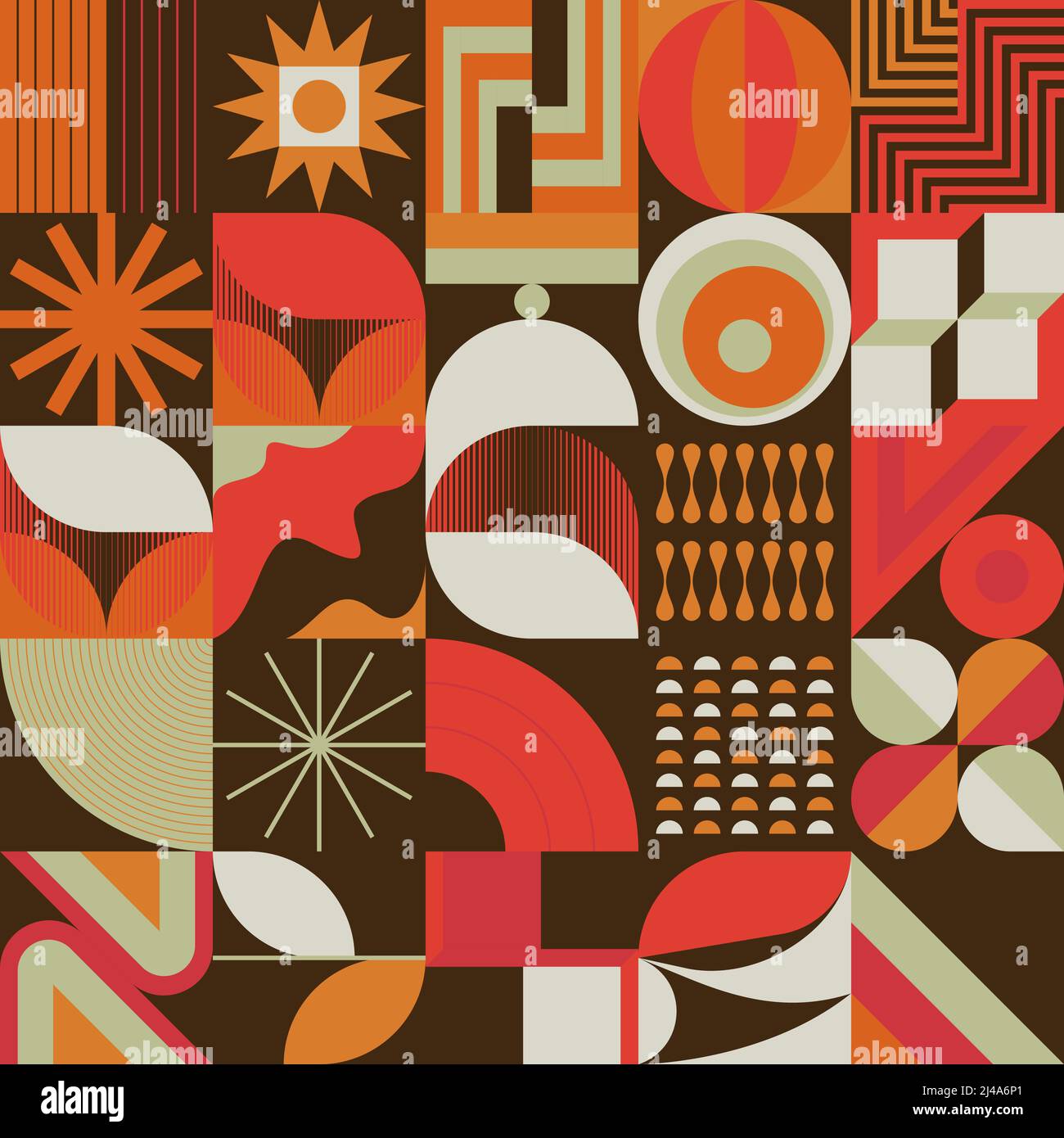 Swiss Art inspired vector pattern artwork made with abstract geometric ...