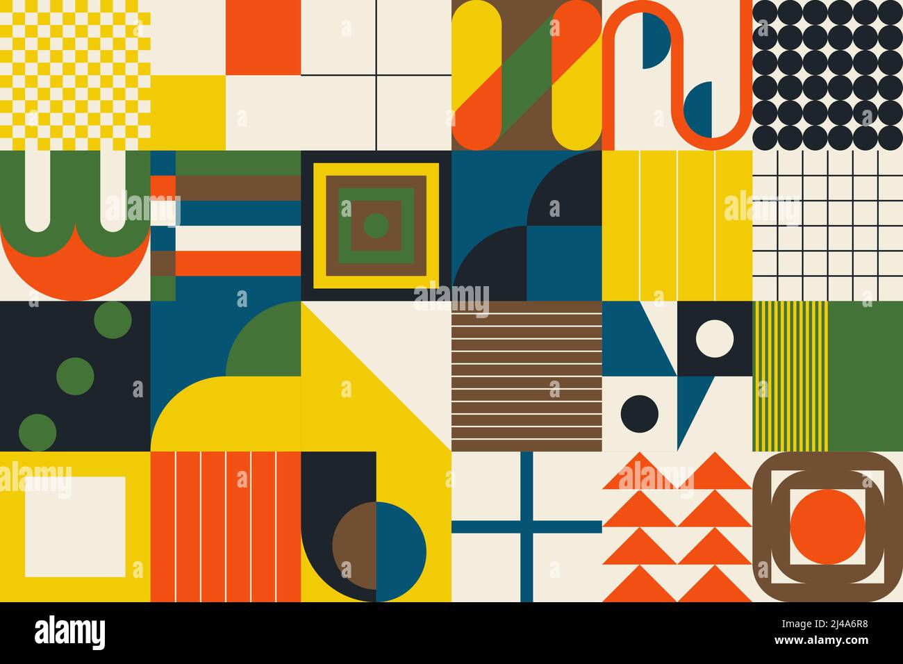 Swiss Art inspired vector pattern artwork made with abstract geometric ...