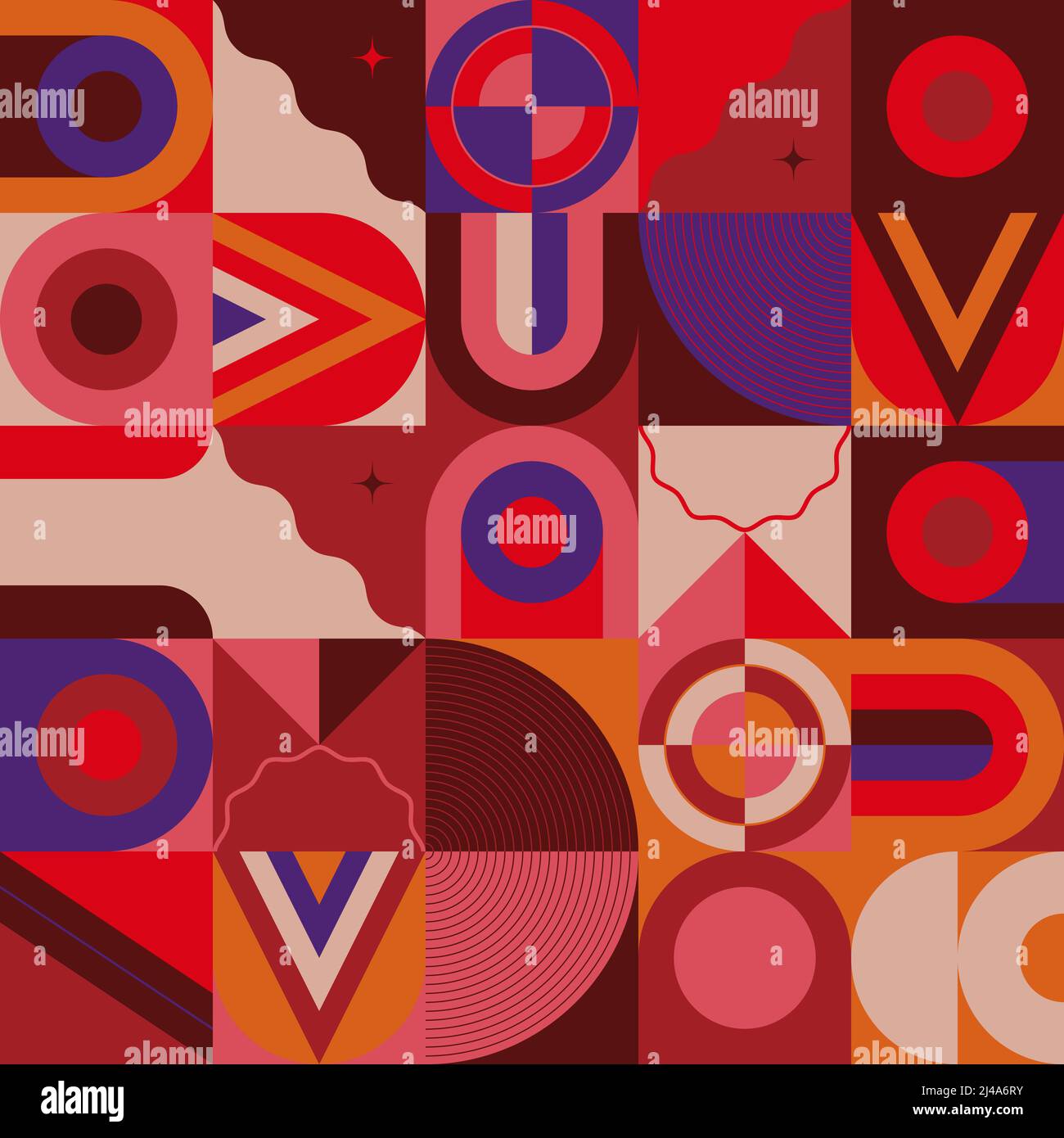 Mid-Century abstract vector pattern artwork made with various geometry ...