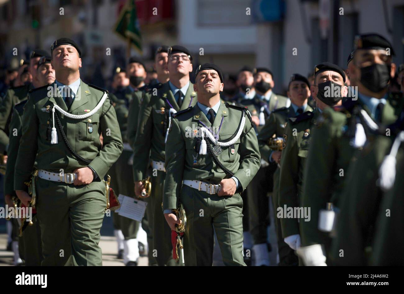 Malaga, Spain, 13/04/2022, Members of Spanish paratrooper brigade from ...