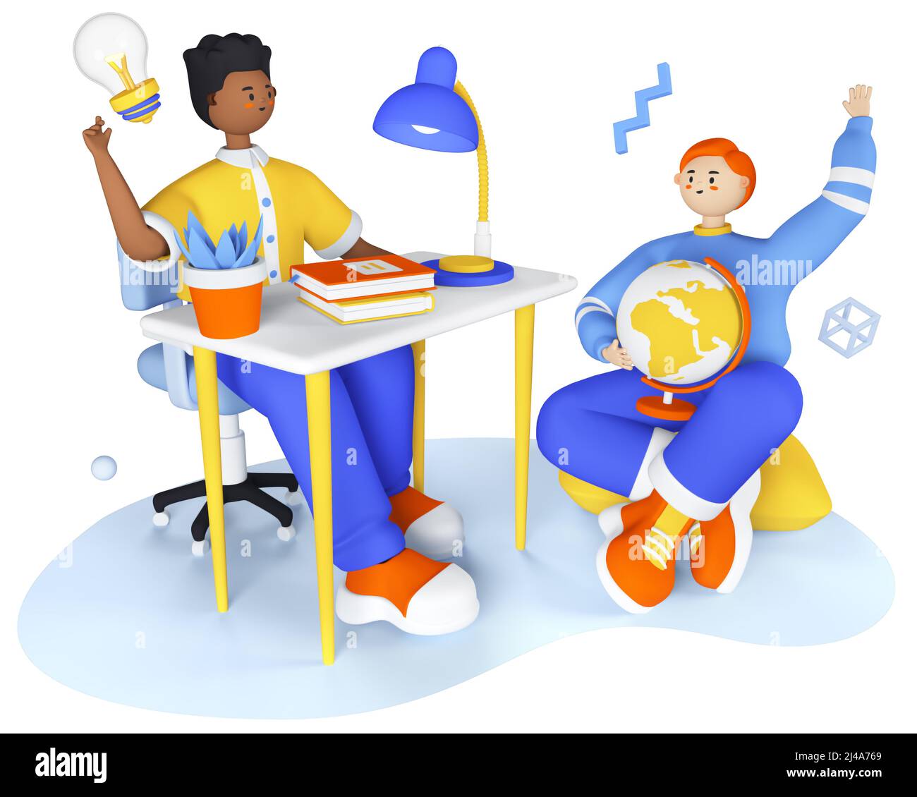 Learn lessons together - modern realistic 3d illustration Stock Photo ...