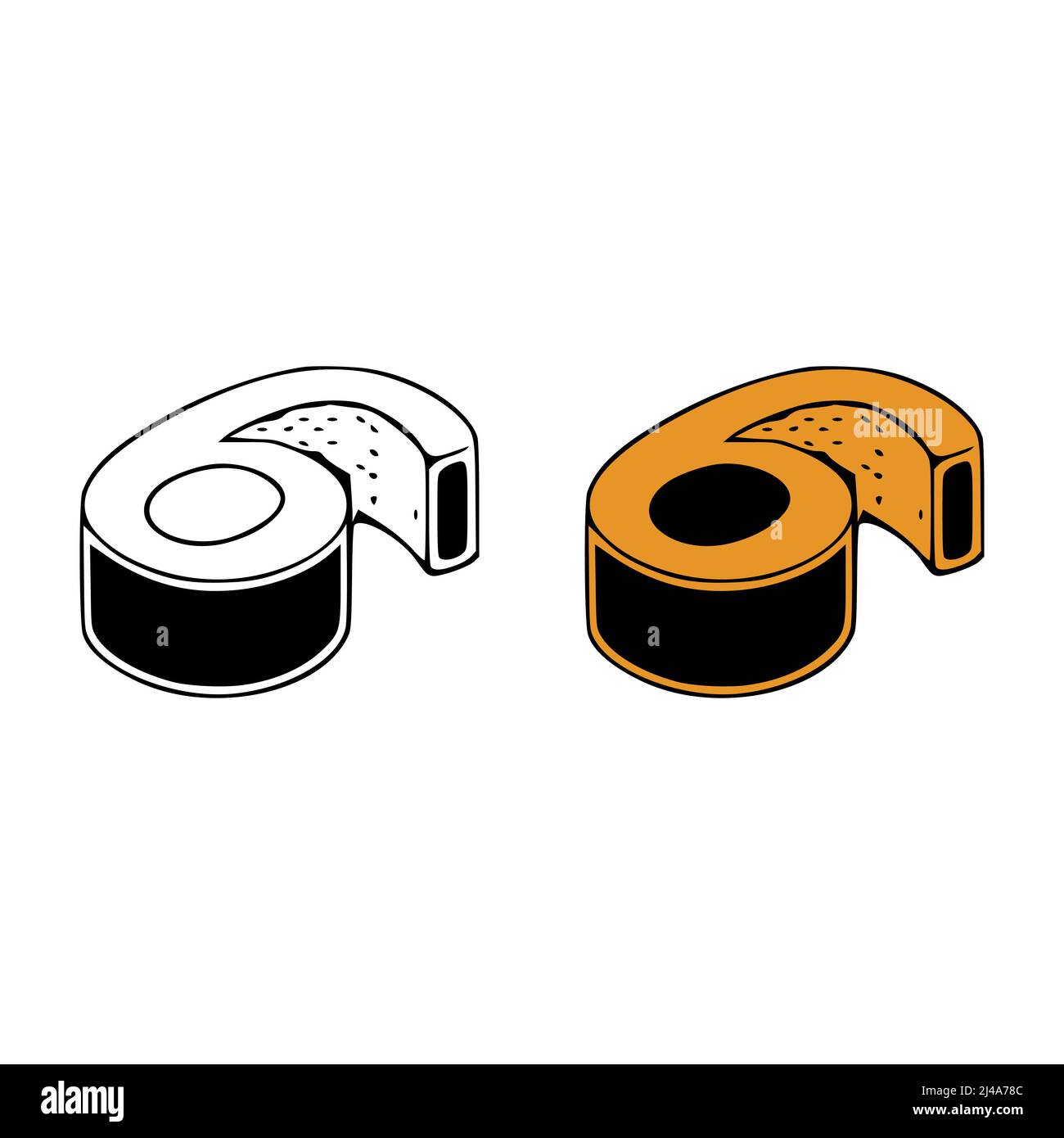 Isometric number 6 doodle vector illustration on white background ...