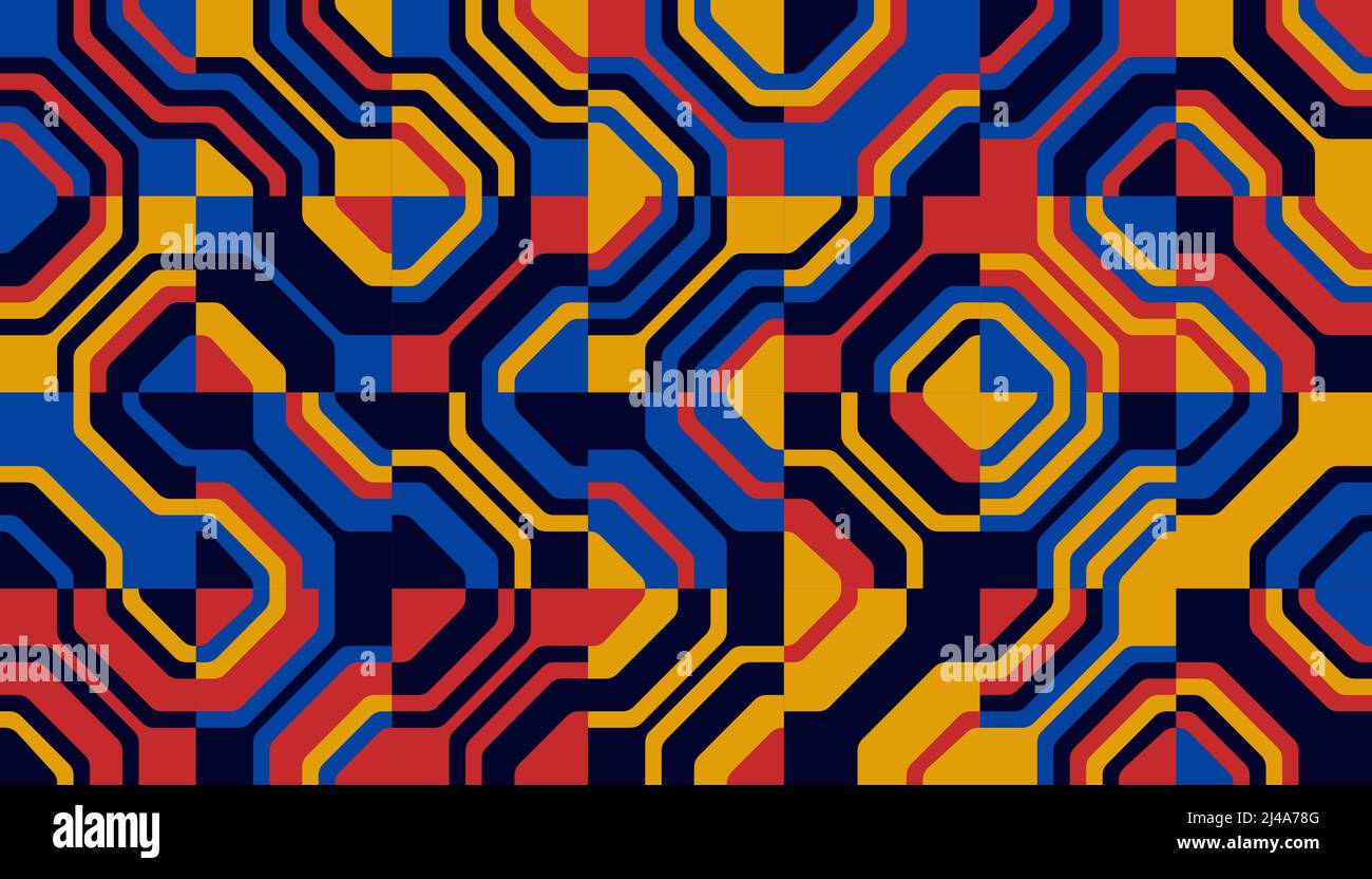 Retro Future Art inspired vector pattern artwork made with abstract ...