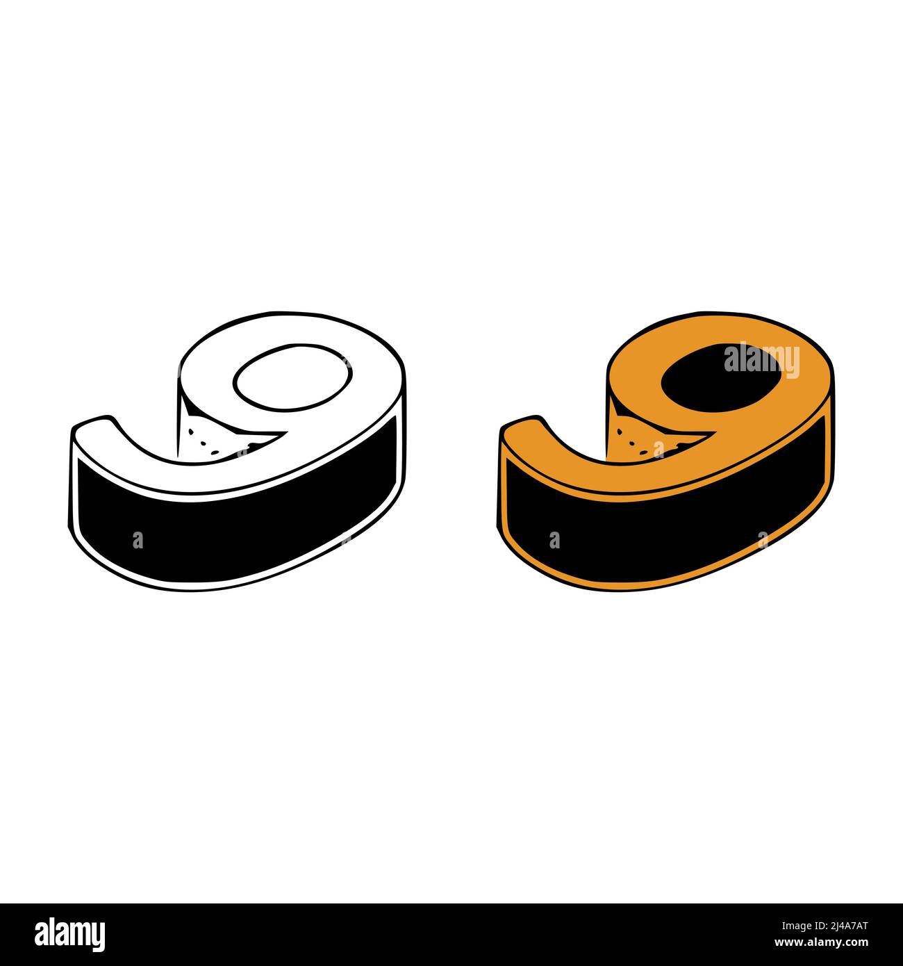 Isometric number 9 doodle vector illustration on white background ...