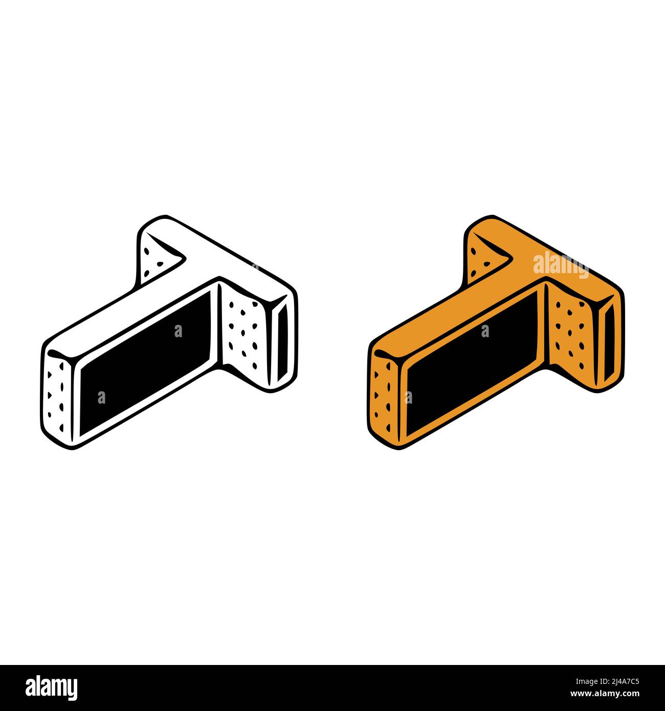 Isometric letter t doodle vector illustration on white background ...