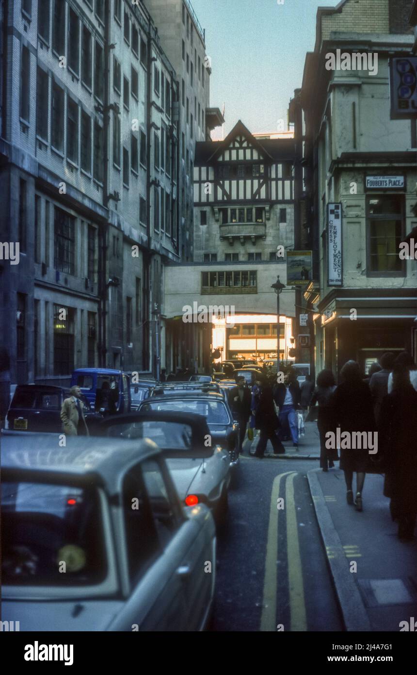 1976 archive image of traffic congestion in Kingsley Street, central ...