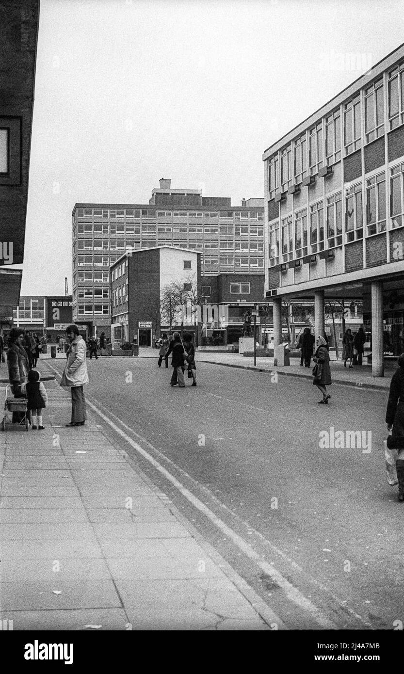 Archive photograph of The Rows in Harlow Town Centre. Image is scan of ...