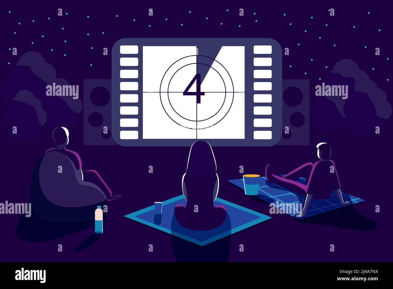 Outdoor film screening Stock Vector Images - Alamy