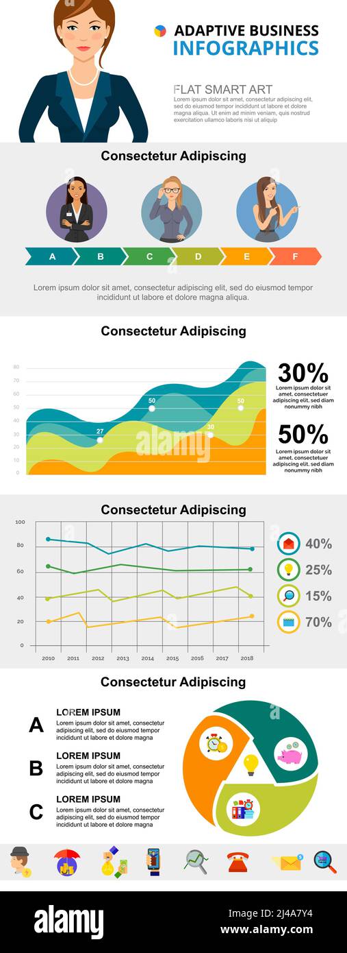 Businesswoman work data charts Stock Vector Images - Alamy