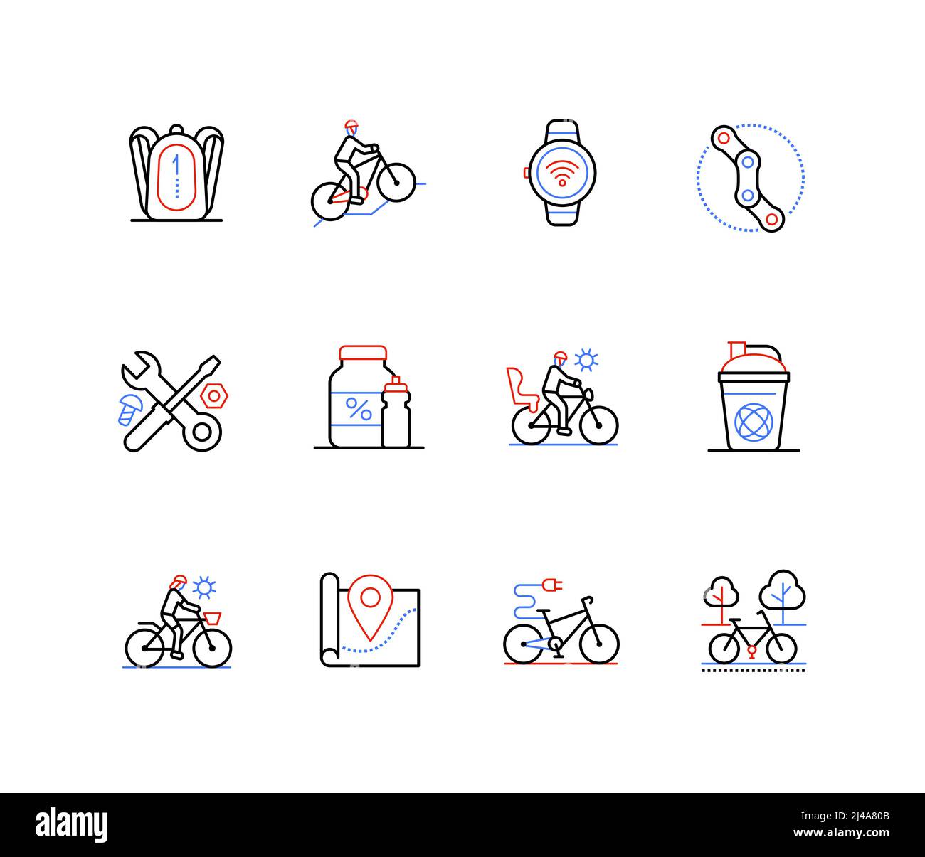 Travel by bike - line design style icons Stock Vector Image & Art - Alamy