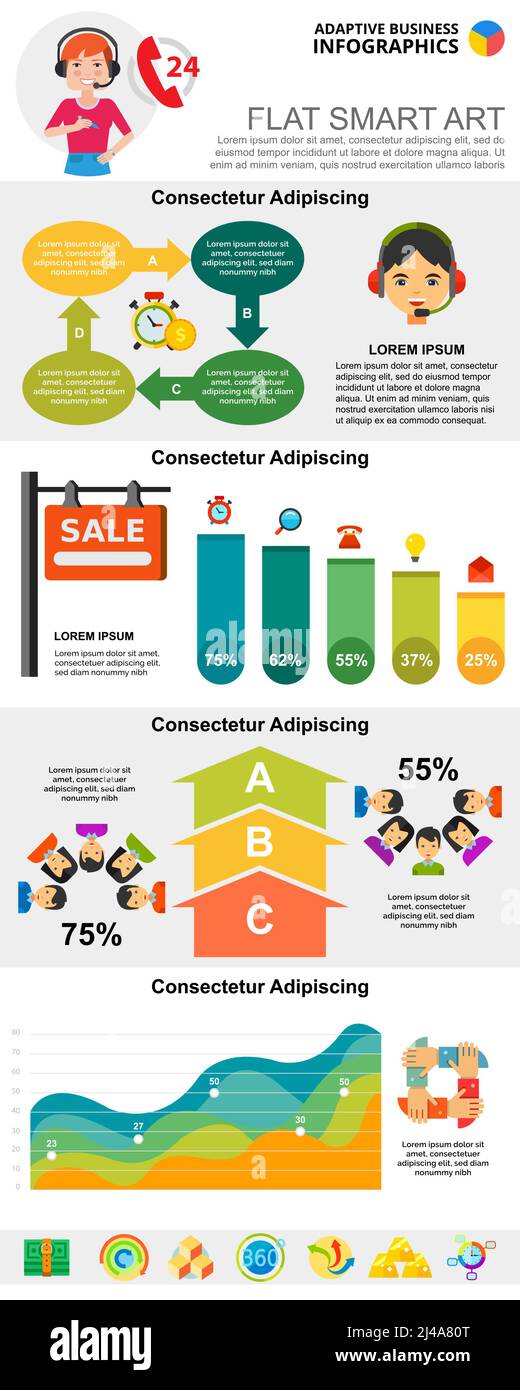 Call center and statistics concept infographic charts set. Business bar ...