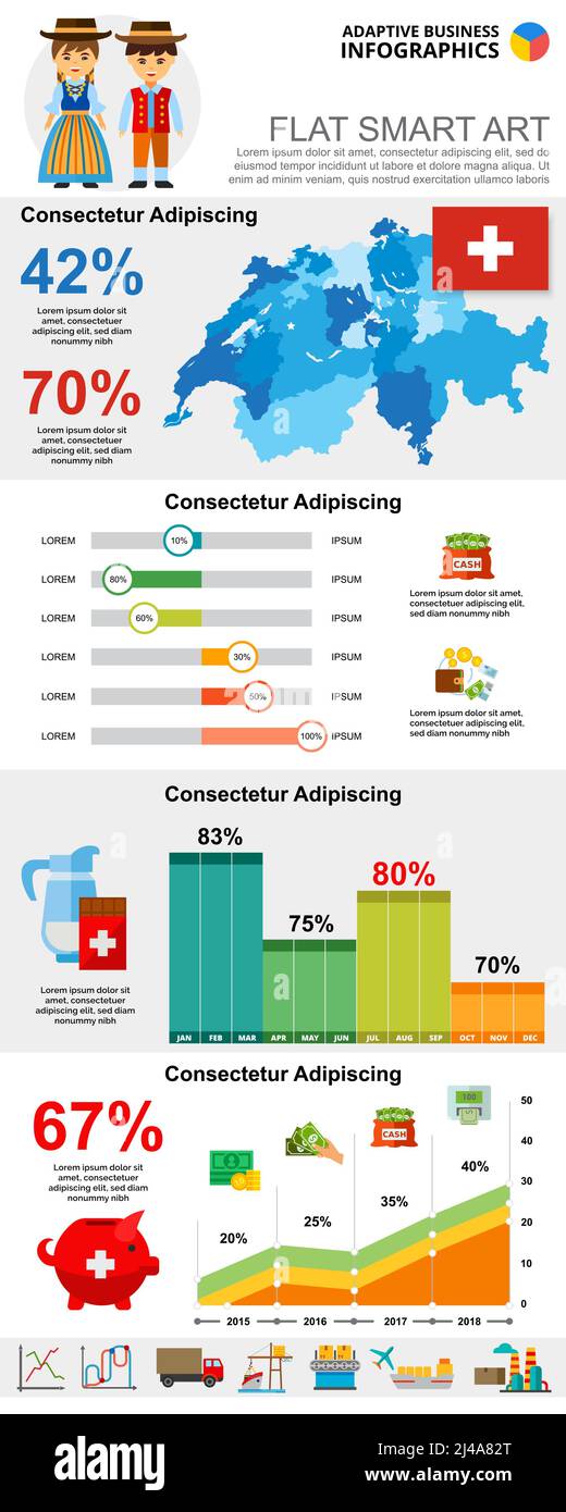Colorful finance or analytics concept infographic charts set. Business ...