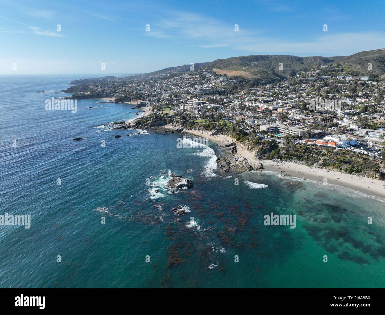 Aerial view of South California Coastline during sunny day, USA Stock ...