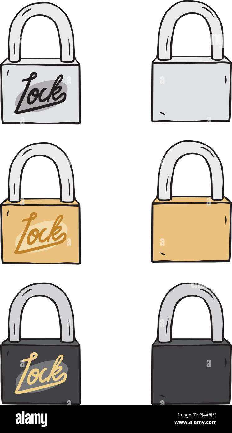 Hand drawn vector illustration of lock in cartoon style Stock Vector ...