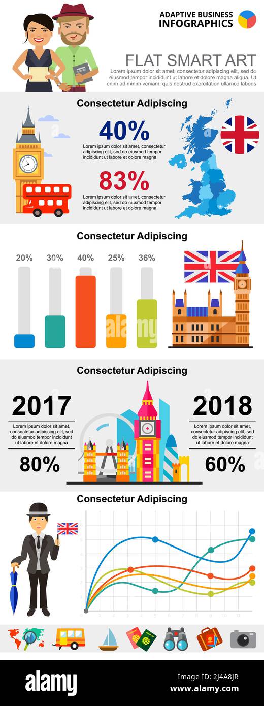 Great Britain infochart diagrams set for presentation slide templates ...