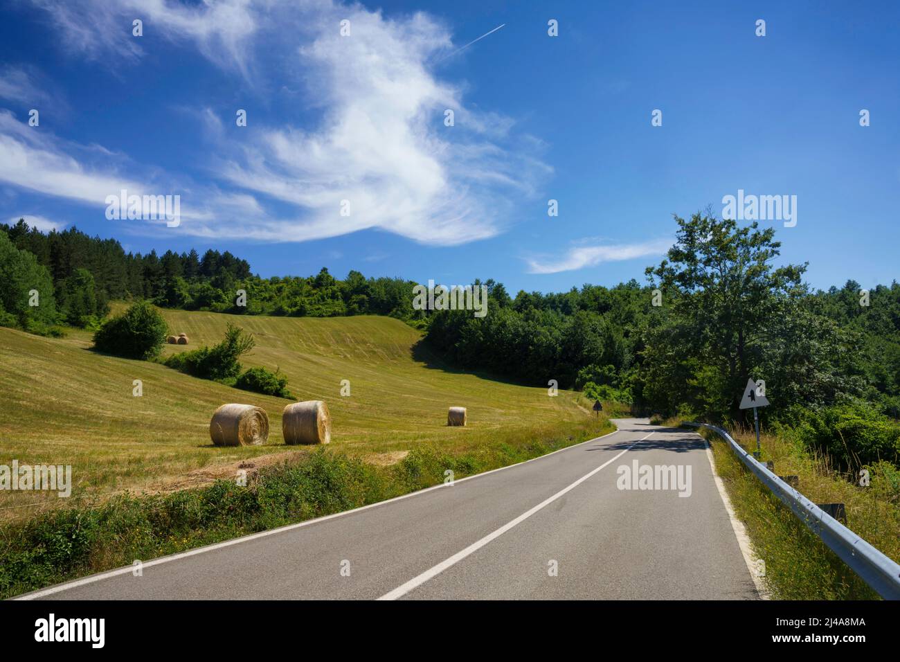 Summer landscape along the road to Passo della Cisa, Appennino, Italy ...