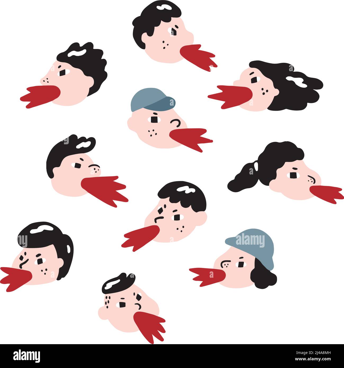 Hand drawn vector illustration of people complain on white background ...