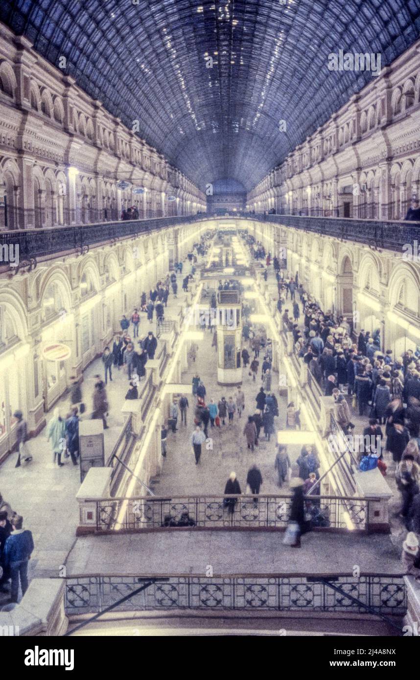 1990s archive photograph of the interior of GUM department store ...
