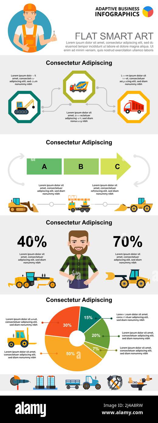 Construction and management concept infographic charts set. Business ...