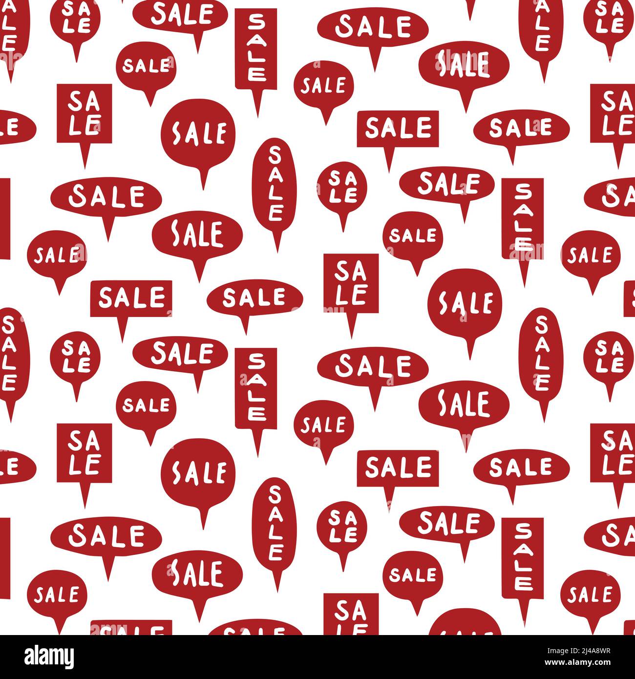 Hand drawn vector illustration of speech bubble with sale text pattern ...