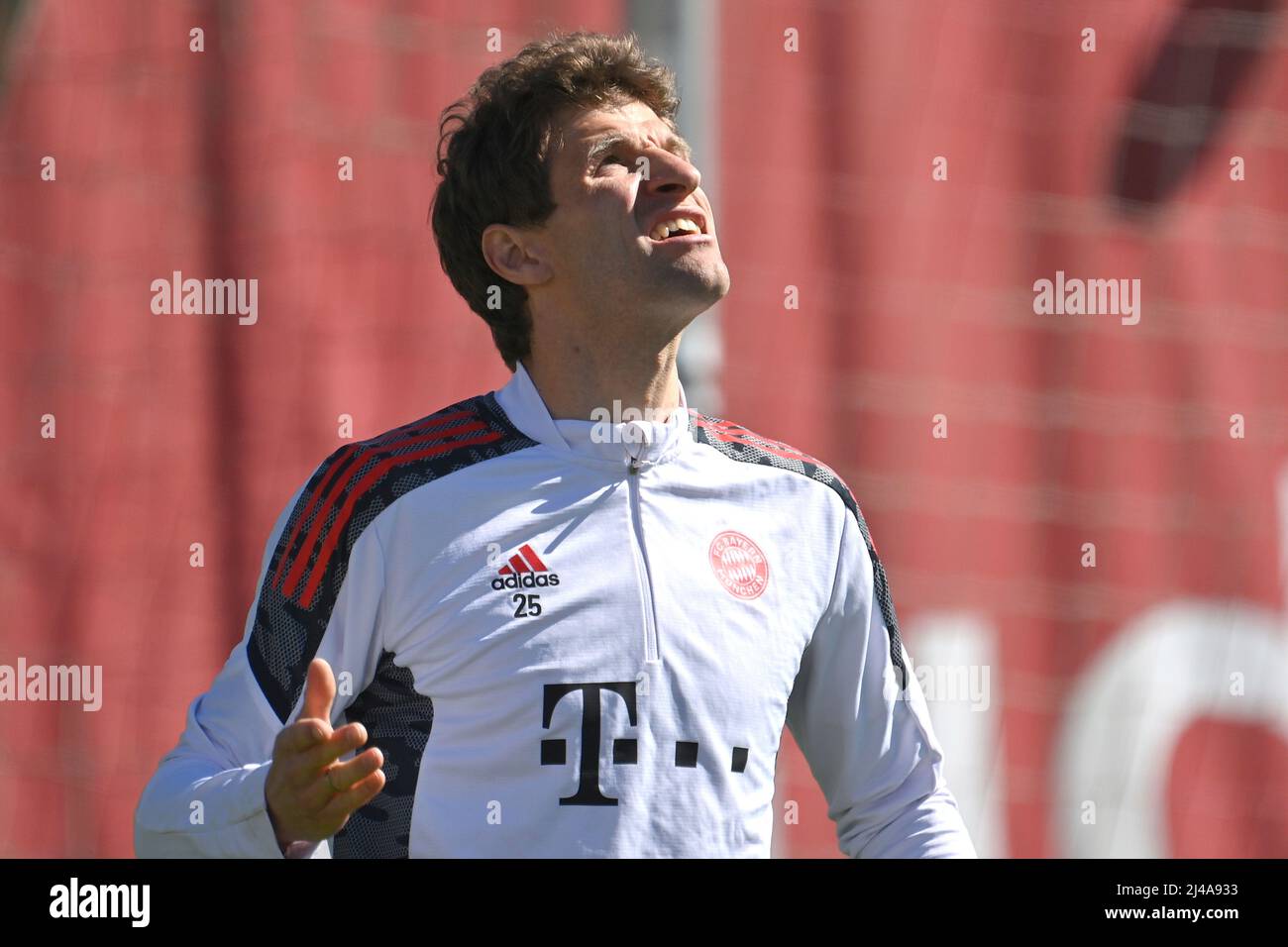 Thomas MUELLER (MULLER, FC Bayern Munich). FINAL TRAINING on April 11th, 2022. Soccer Champions ...