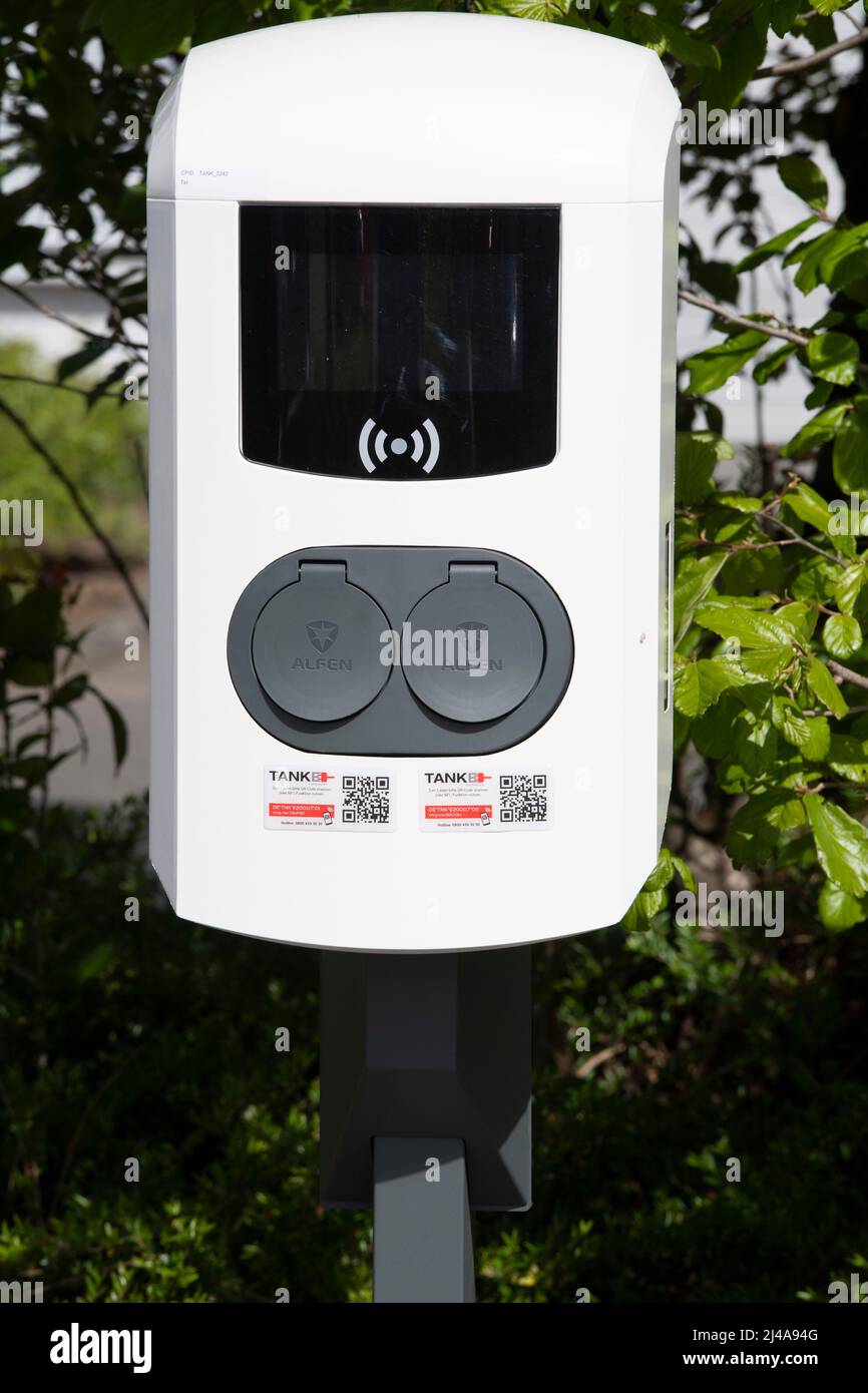Cologne, Deutschland. 12th Apr, 2022. Parking lot with charging station ...