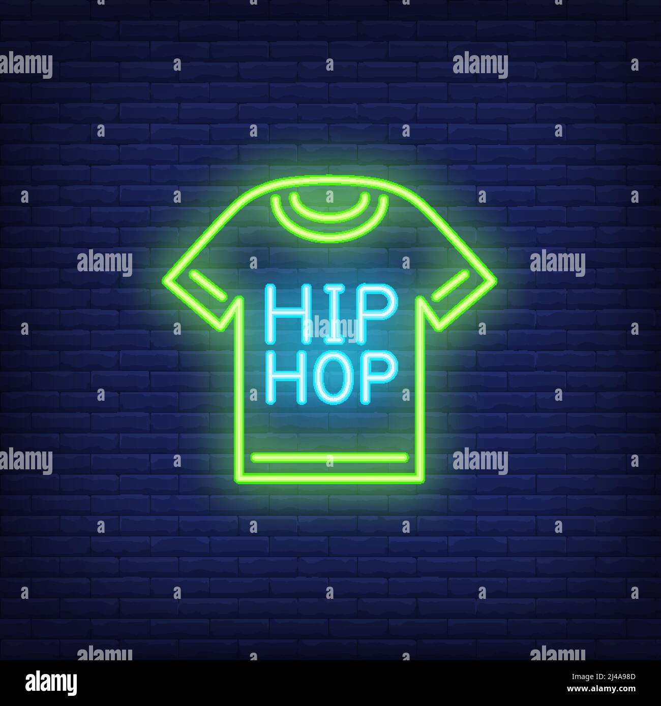 Hip-hop t-shirt neon sign. Luminous signboard with garment. Night ...