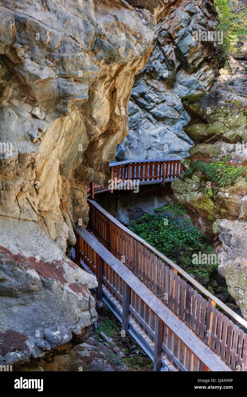 Wooden path in Gorner Gorge, Zermatt, Switzerland Stock Photo - Alamy