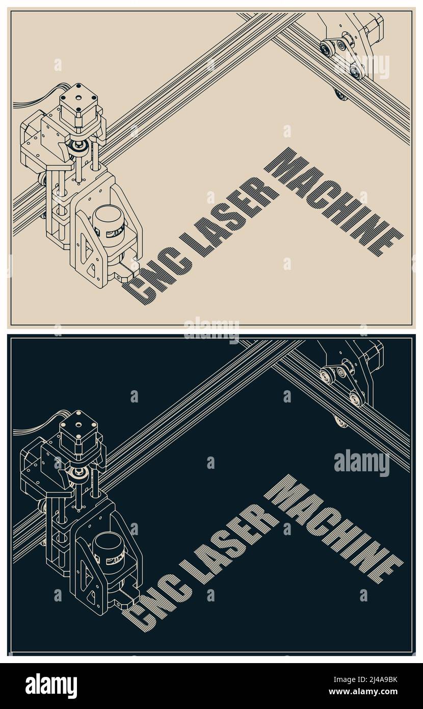 Stylized vector illustration of CNC laser machine close up Stock Vector ...