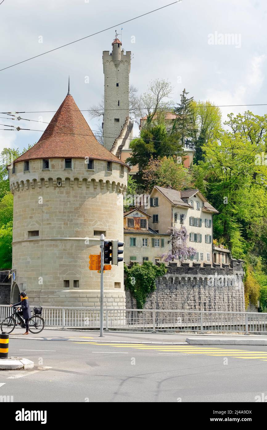 Lucerne, Switzerland - May 04, 2016: Nolliturn, a round tower that is ...