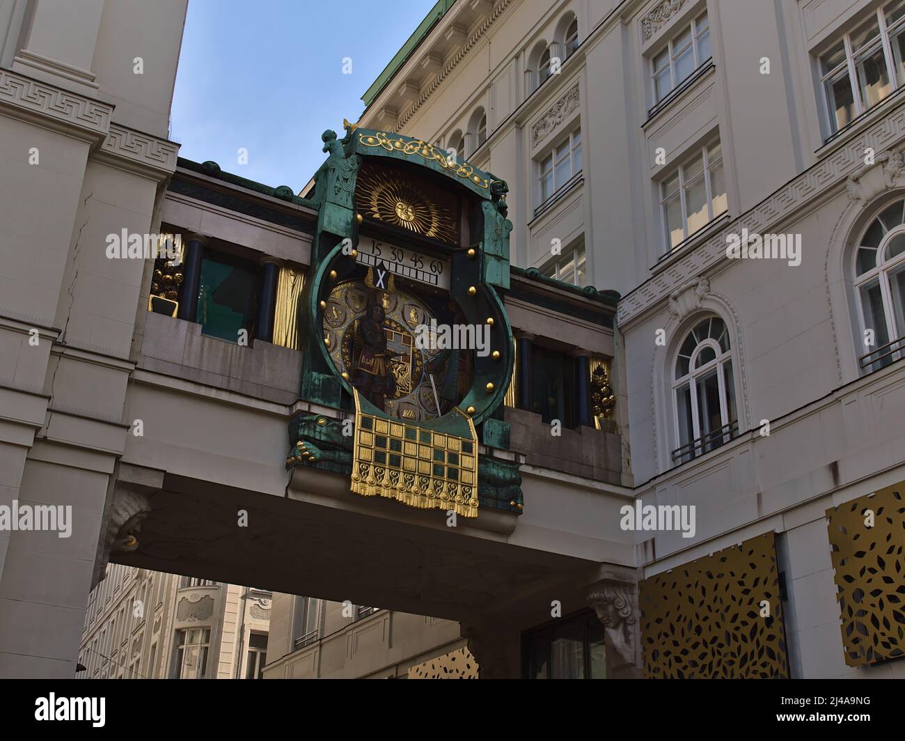 Beautiful view of the historic music clock Ankeruhr (Jugendstil ...