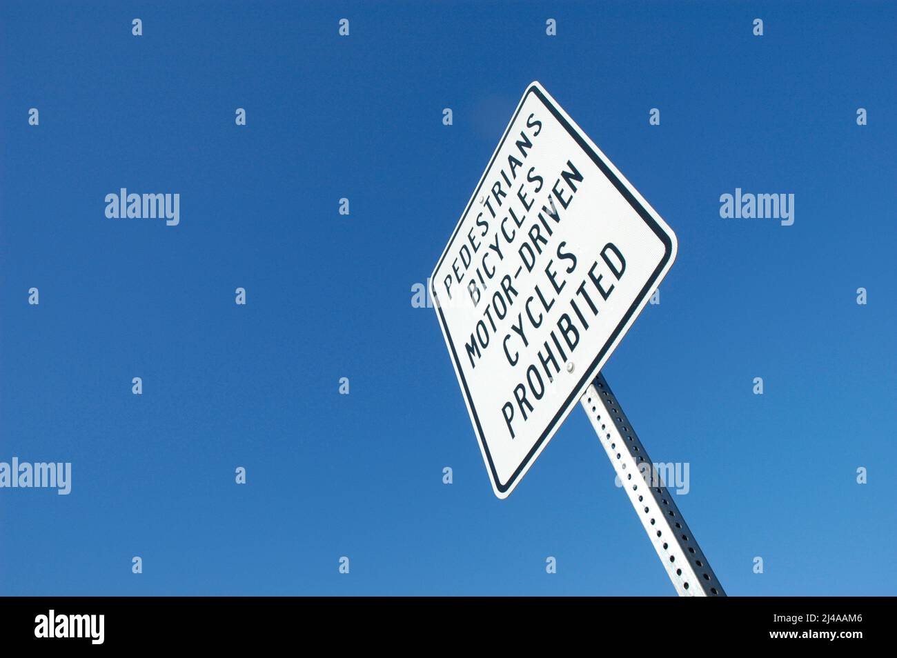 Freeway and road signs on the shoulder of the roadway bed Stock Photo ...