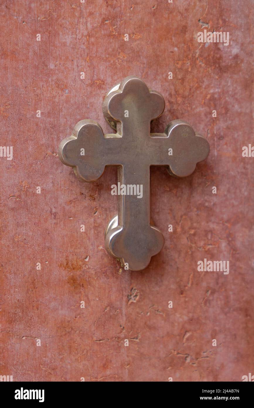 Marble Wall Silver Metal Cross Orthodox Christian Church Stock Photo ...