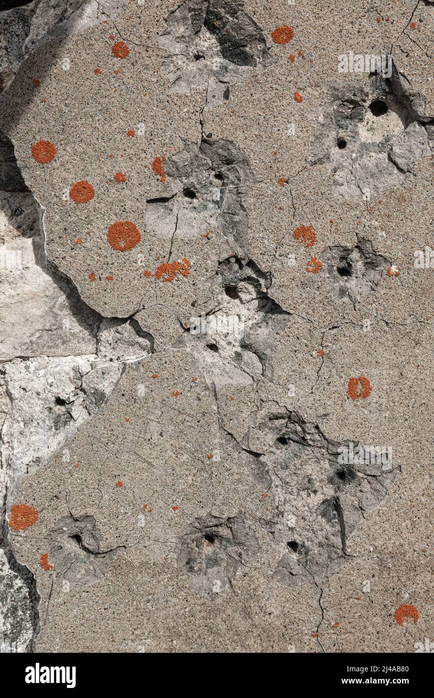 Damaged stone wall with bullet marks - sign of a war concept Stock ...