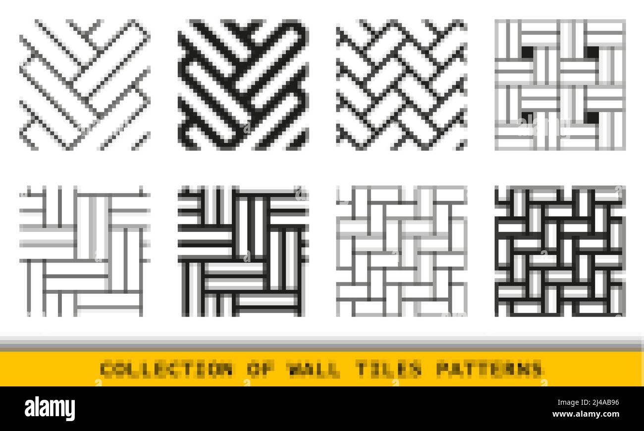 Vector set of tiled seamless patterns. Collection of geometric linear ...