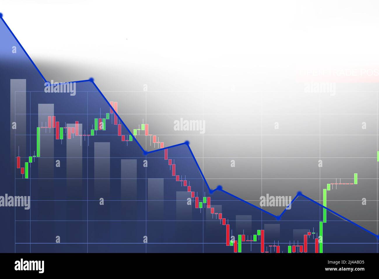 Stock Market Chart on Blue Background. share drop down Stock Photo - Alamy