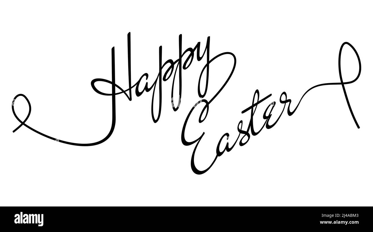 Happy Easter Lettering Text Egg Ornament Holidays Design Sketch Drawn