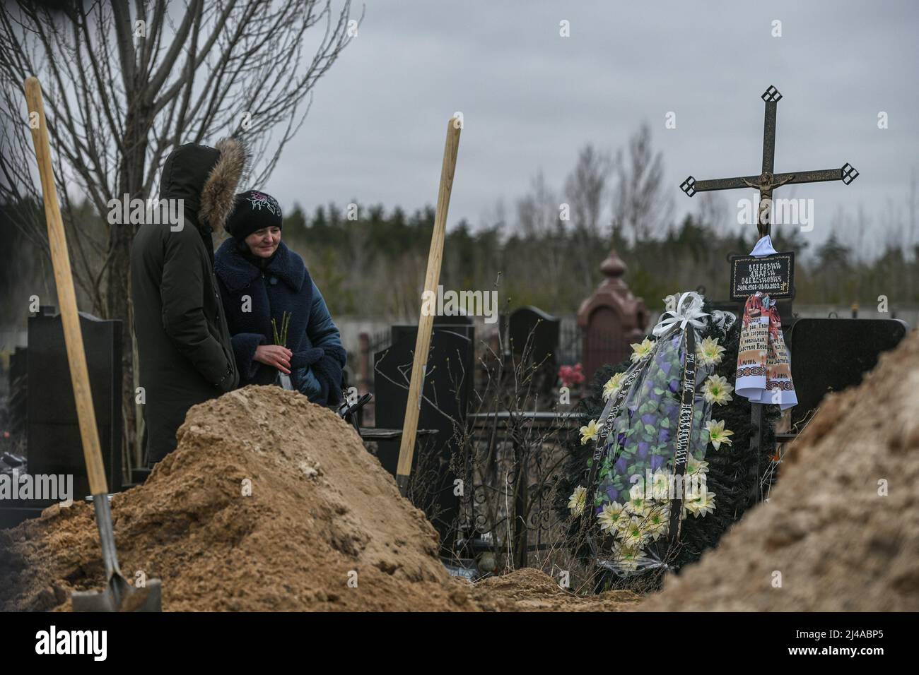 Bucha, Kyiv Oblast, Ukraine. 13th April, 2022. Natalya Verbova, 49 and ...