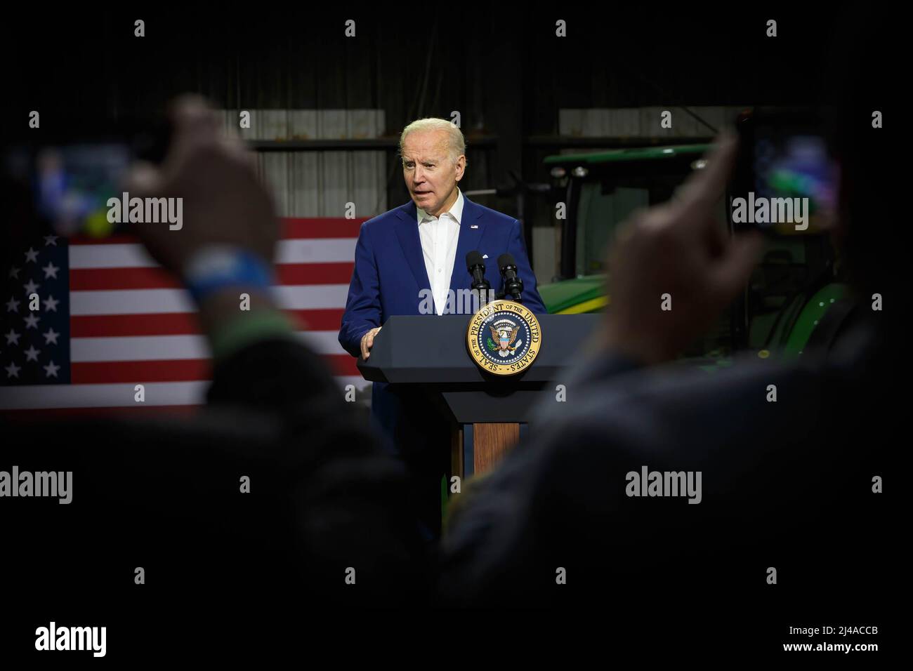 President Joe Biden speaks to the crowd. President Joe Biden gave a speech highlighting new ...