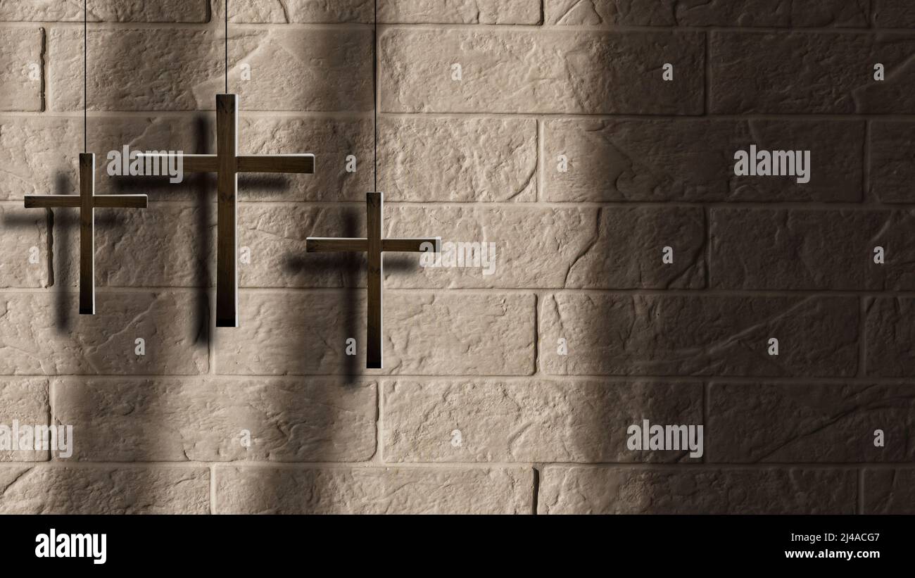 three crosses on a background of walls Stock Photo - Alamy