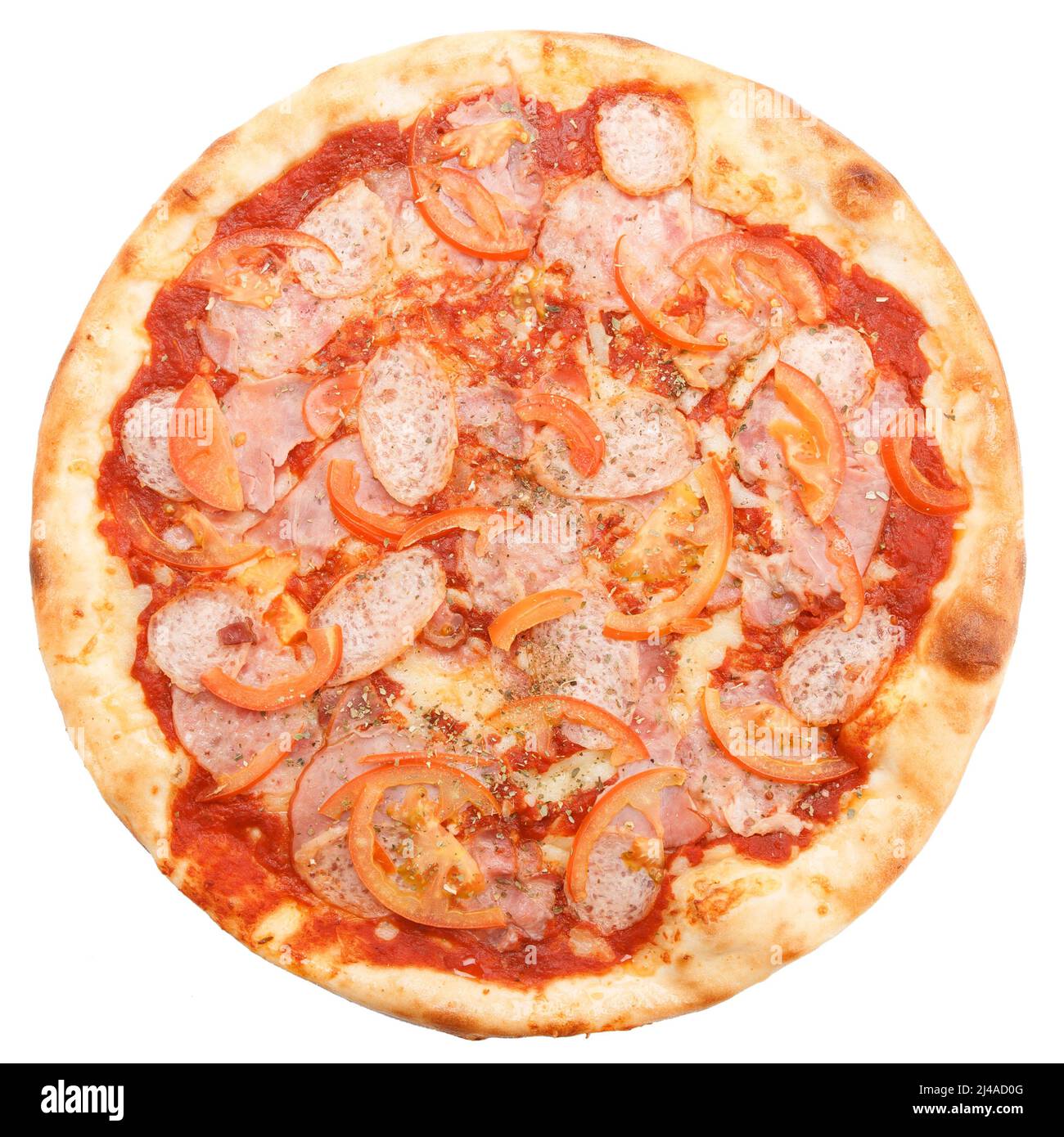 Classic Italian pizza with salami and paprika Stock Photo - Alamy