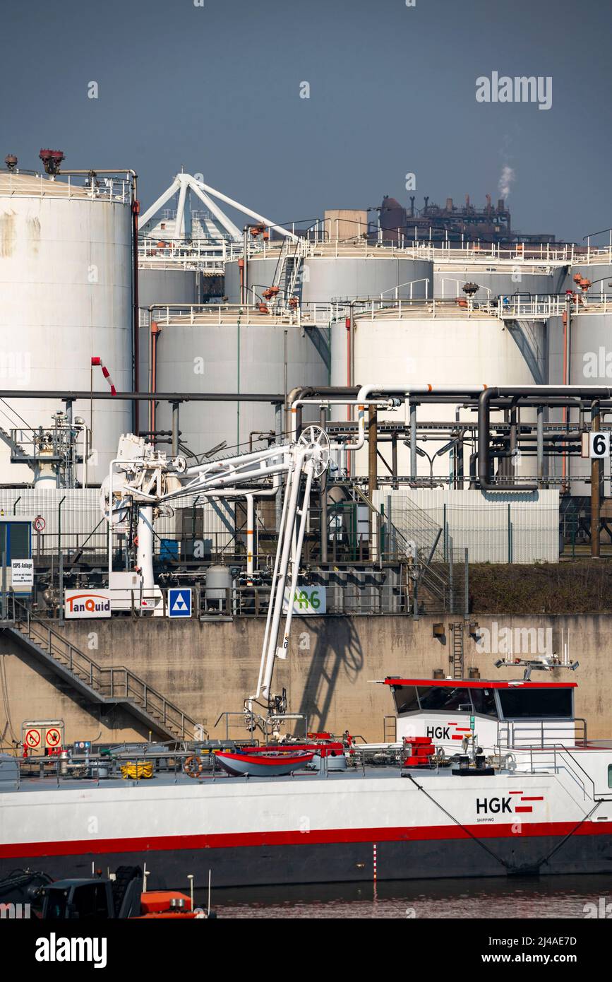 Duisport, Port of Ruhrort, Oil Island, TanQuid tank farm, for petroleum ...