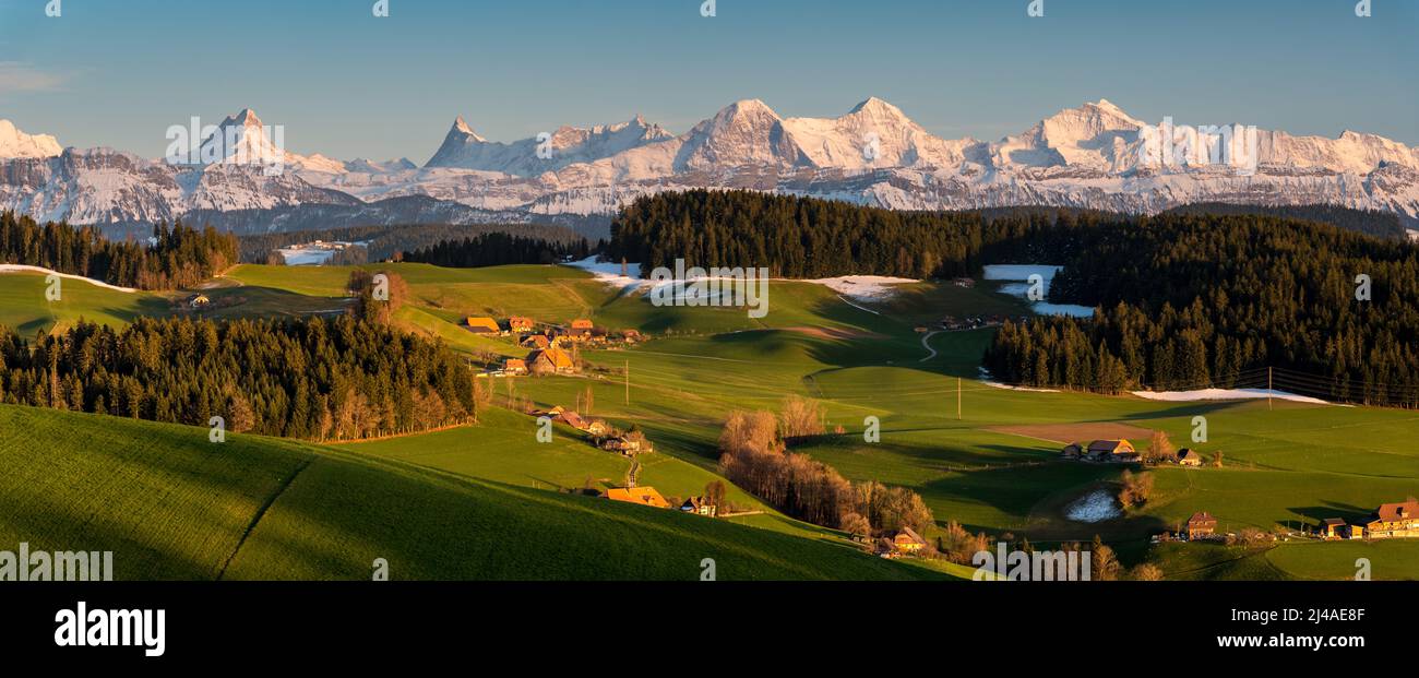 panorama view of the Bernese Alps from Emmental Stock Photo - Alamy