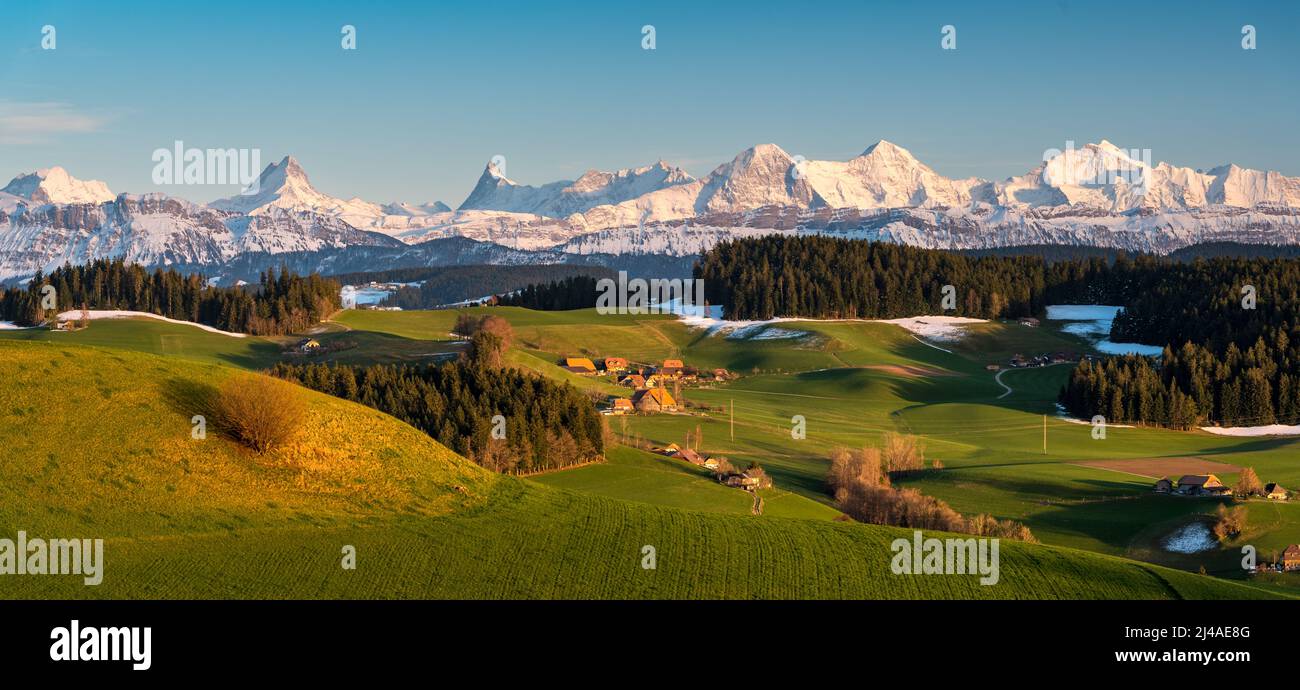 panorama view of the Bernese Alps from Emmental Stock Photo - Alamy