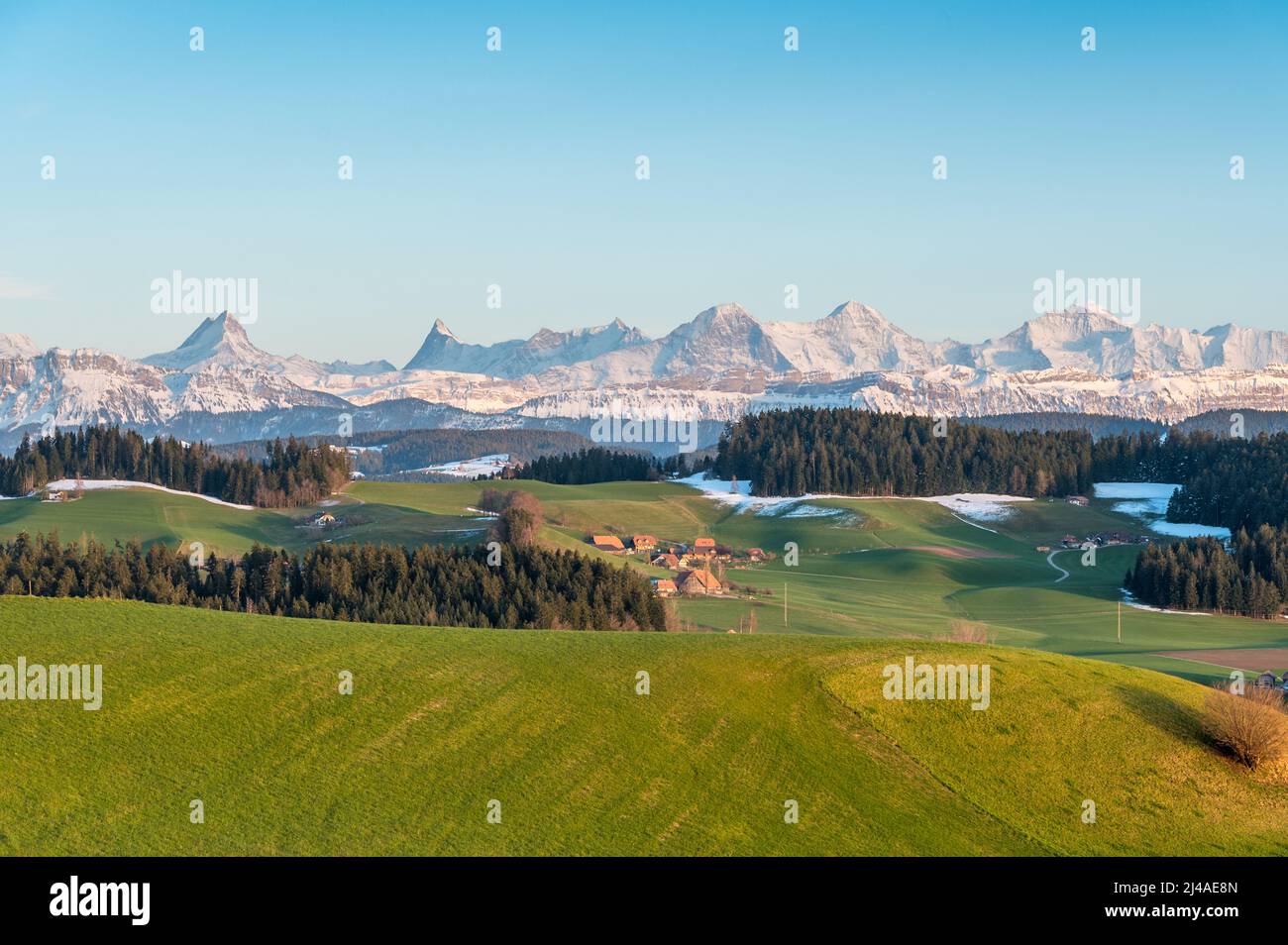 panorama view of the Bernese Alps from Emmental Stock Photo - Alamy