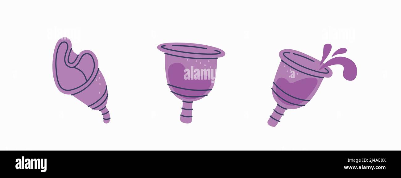 Menstrual cup for feminine hygiene. Isolated vector set Stock Vector ...