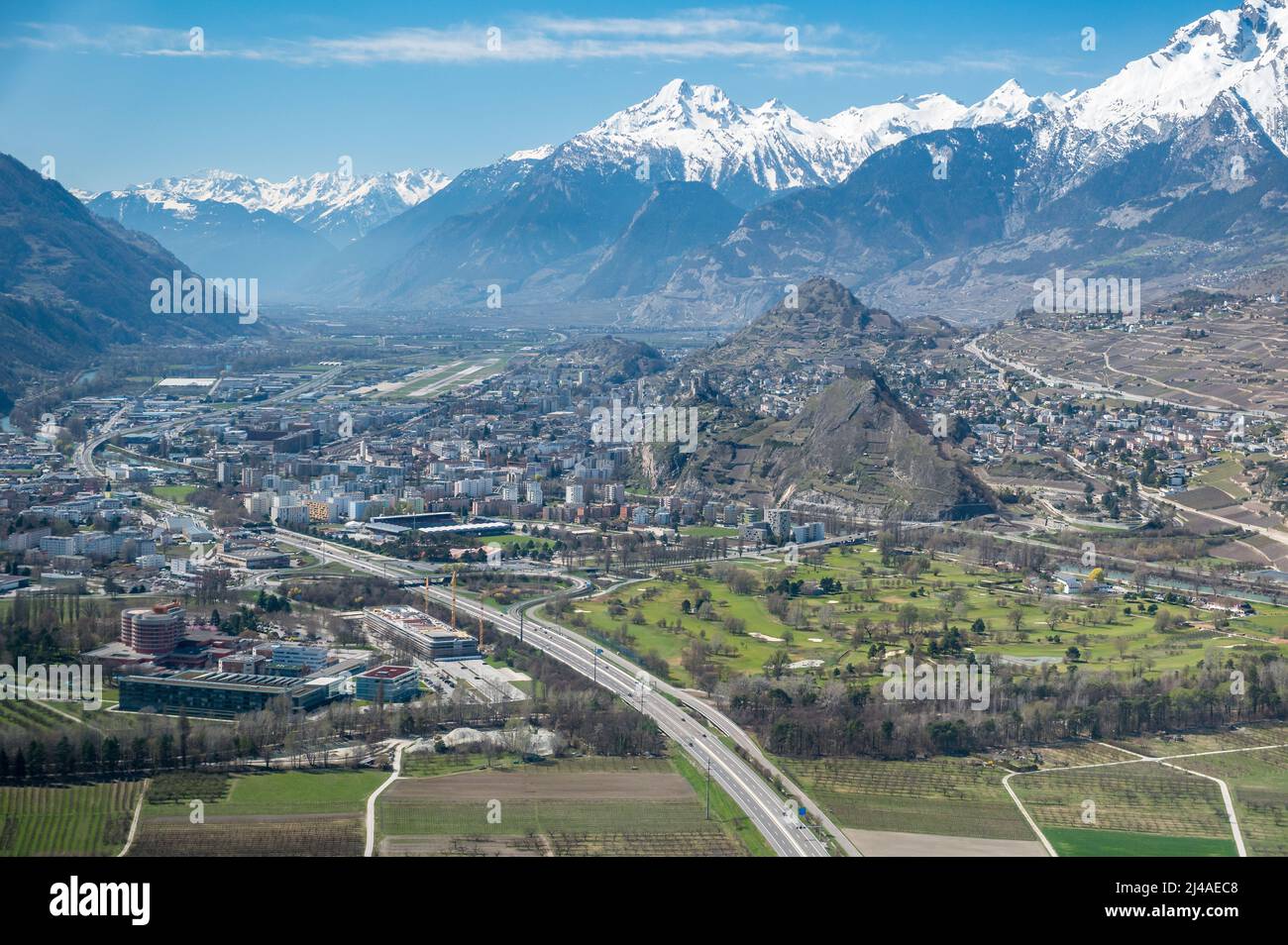 aerial view of vineyards in sion in valais Stock Photo - Alamy